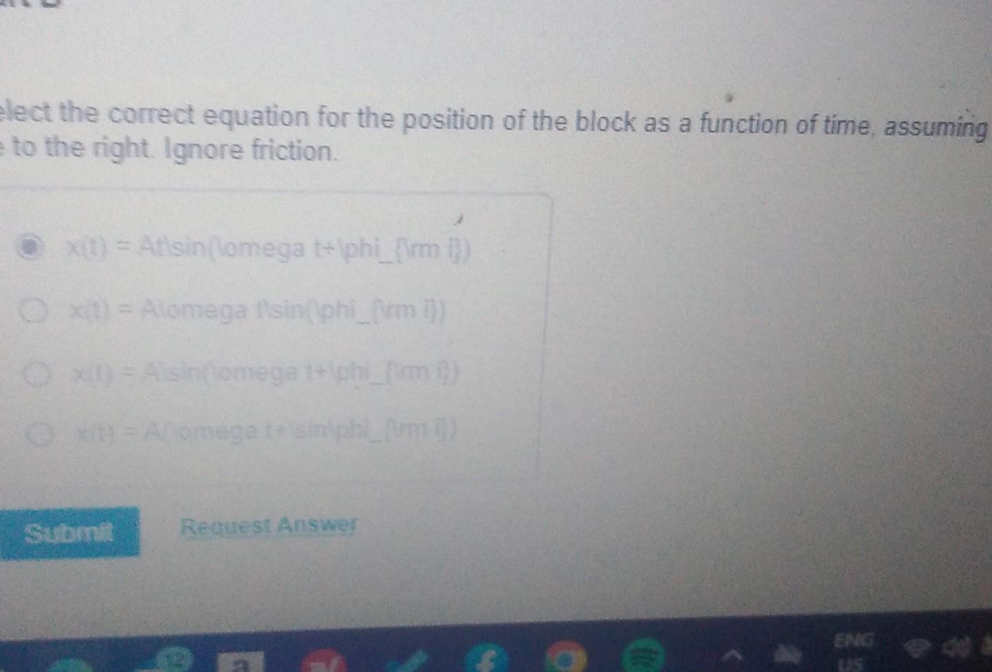 Solved lect the correct equation for the position of the | Chegg.com