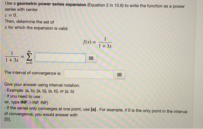 Solved Use a geometric power series expansion (Equation 2 in | Chegg.com