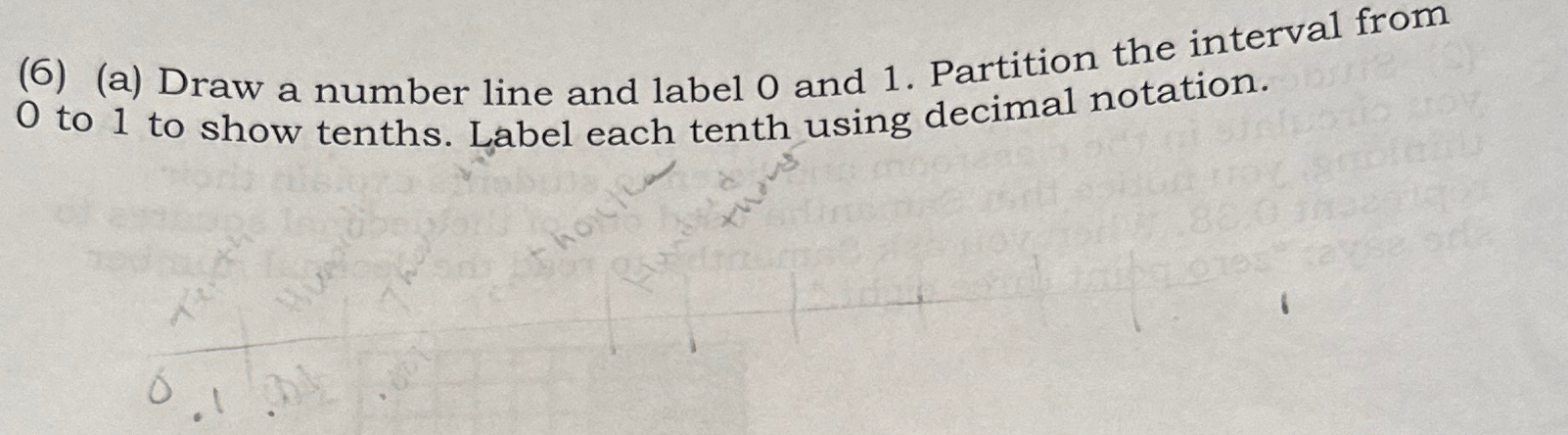 Solved (6) (a) ﻿Draw a number line and label 0 ﻿and 1. | Chegg.com