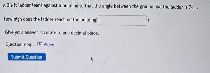 Solved A 23-ft ladder leans against a building so that the | Chegg.com
