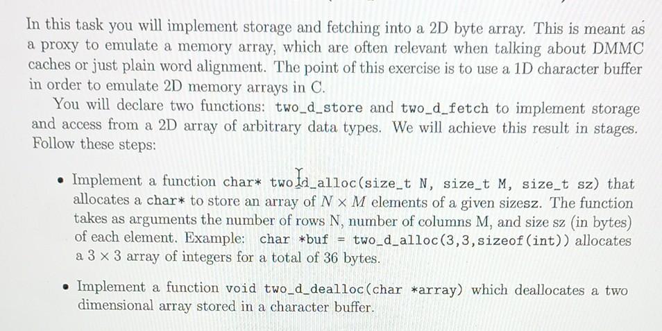 Solved In this task you will implement storage and fetching | Chegg.com