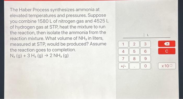Solved The Haber Process synthesizes ammonia at elevated | Chegg.com