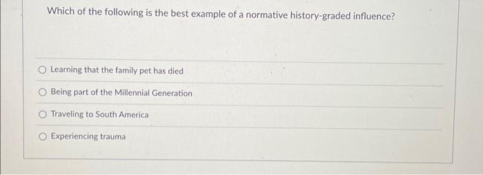Solved Which of the following is the best example of a | Chegg.com