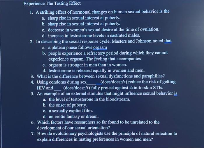Solved Experience The Testing Effect 1. A striking effect of | Chegg.com