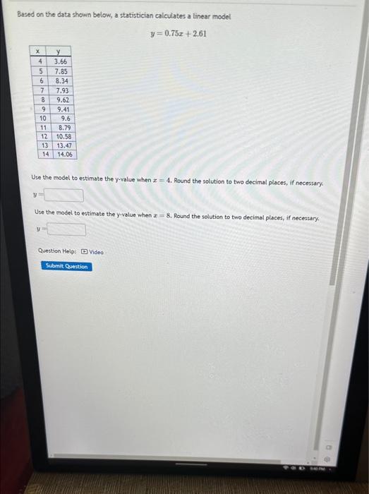 Solved Based on the data shown below, a statistician | Chegg.com
