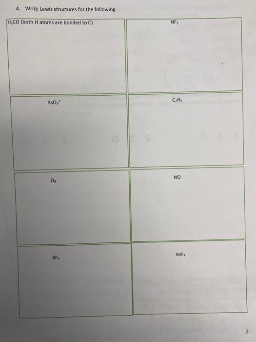 Solved 4. Write Lewis structures for the following HiCO | Chegg.com