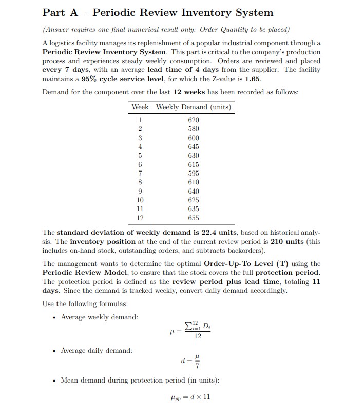 Solved Optimize supply chain decisions by computing order | Chegg.com