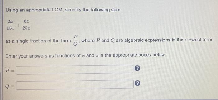 Solved Using an appropriate LCM, simplify the following sum | Chegg.com