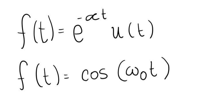 Solved f(t)=e−αtu(t)f(t)=cos(ω0t) | Chegg.com