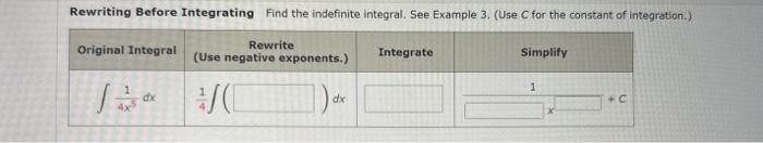 Solved Rewriting Before Integrating Find the indefinite | Chegg.com