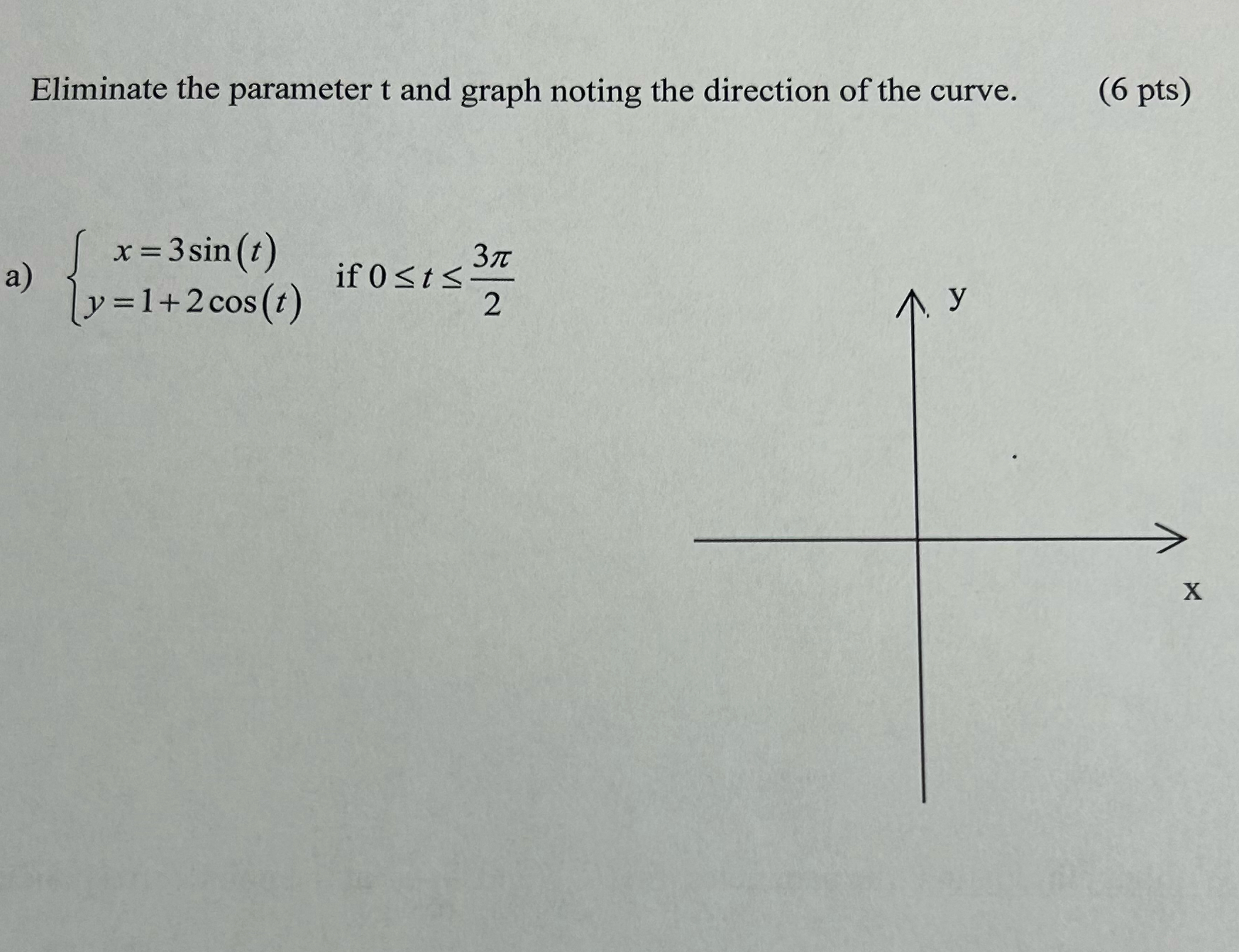 Solved Eliminate the parameter t ﻿and graph noting the | Chegg.com