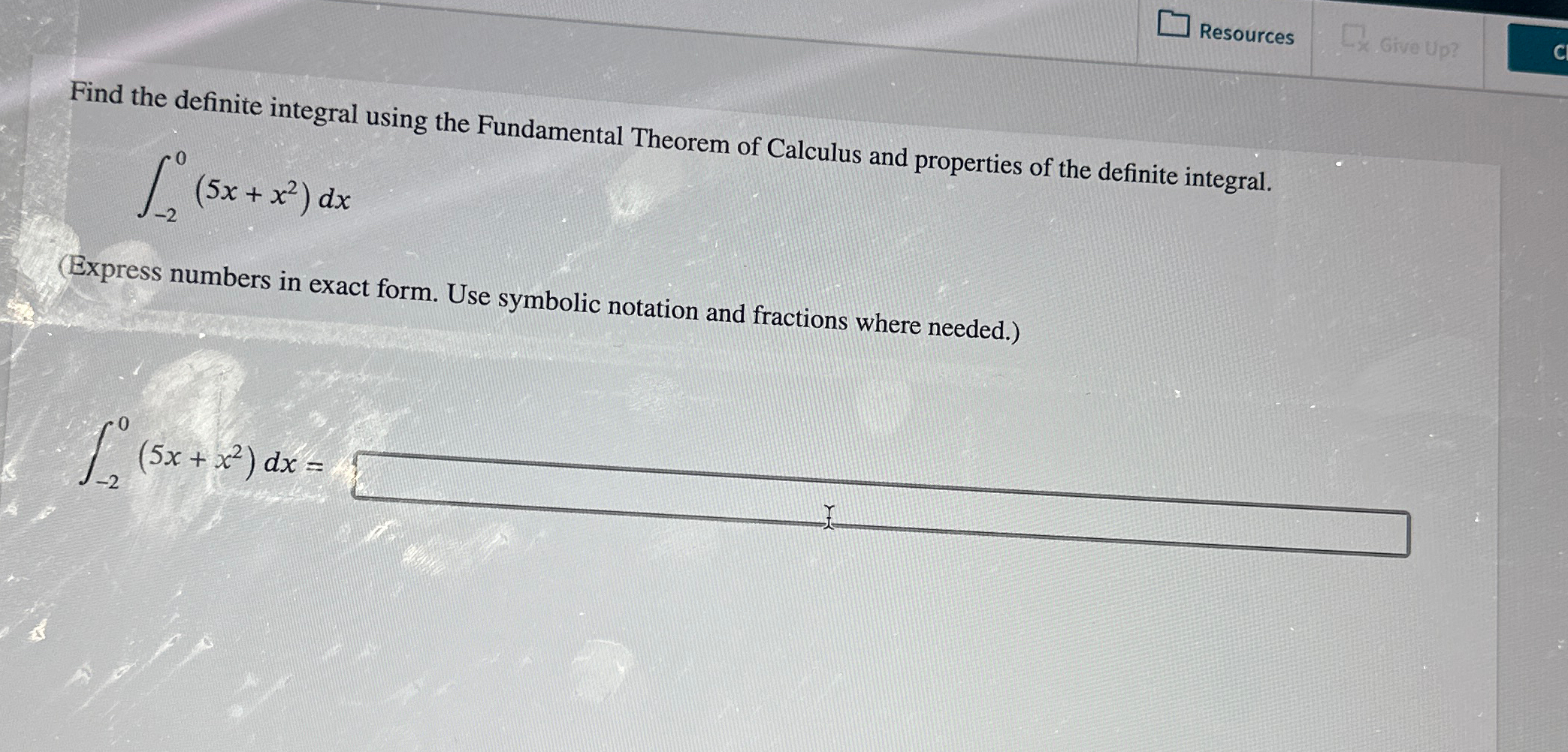 Solved ResourcesGrve Up?Find the definite integral using the | Chegg.com