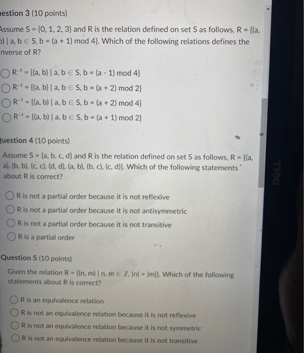 Solved uestion 1 (10 points) Assume A is the set of positive | Chegg.com