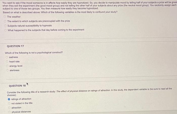 Solved You want to see if the mood someone is in affects how | Chegg.com