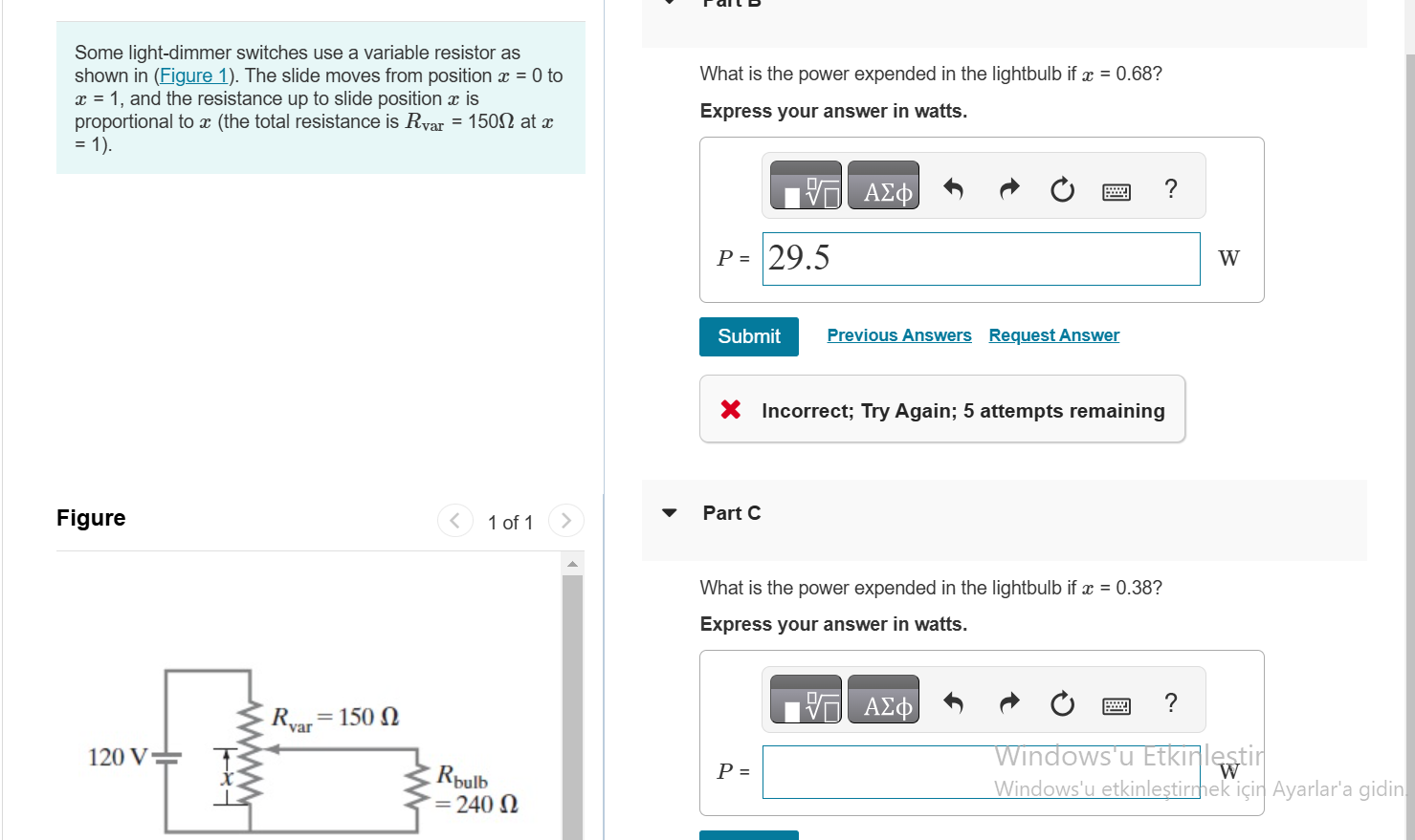 Solved Some light-dimmer switches use a variable resistor | Chegg.com