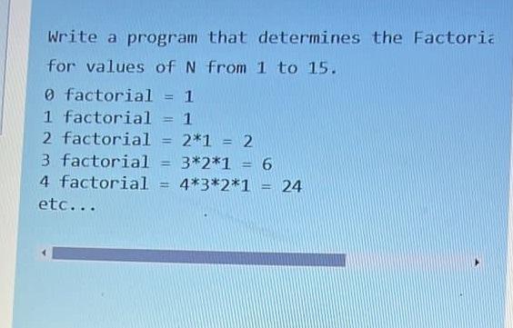 Write a program that determines the Factoric for | Chegg.com