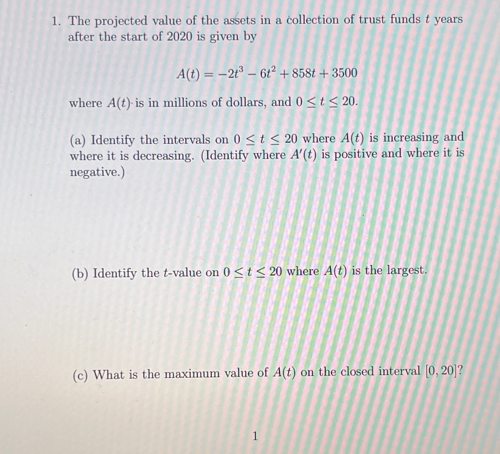 Solved The projected value of the assets in a collection of | Chegg.com