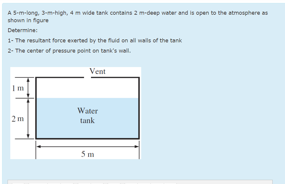 A 5-m-long, 3-m-high, 4m ﻿wide tank contains 2m-deep | Chegg.com
