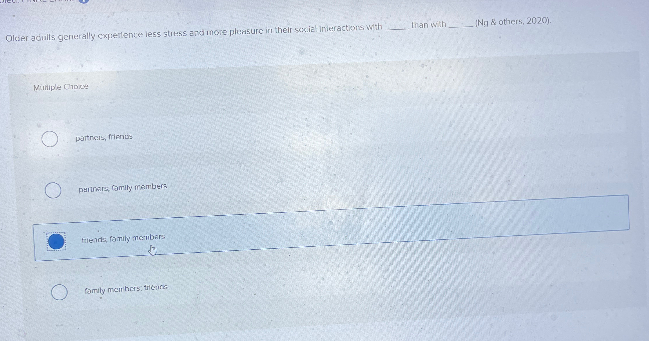 Solved Older adults generally experience less stress and | Chegg.com