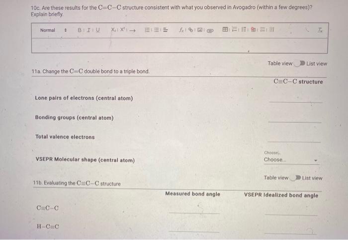 10c. Are these results for the C=C-C structure | Chegg.com