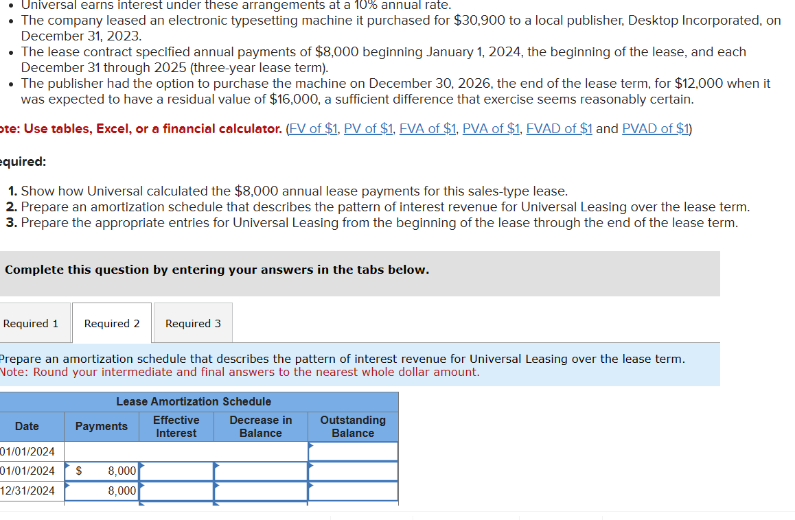 Solved The company leased an electronic typesetting machine | Chegg.com