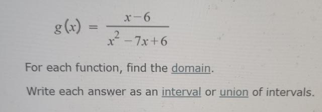 Solved g(x)=x-6x2-7x+6For each function, find the | Chegg.com