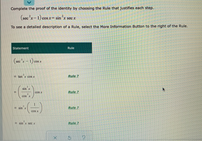 Solved Complete the proof of the identity by choosing the | Chegg.com