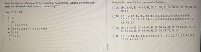 Solved Use the stem-and leaf plot to list the actual data | Chegg.com