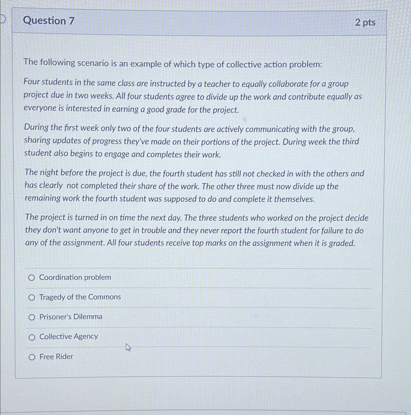 Solved Question 72 ﻿ptsThe following scenario is an example | Chegg.com