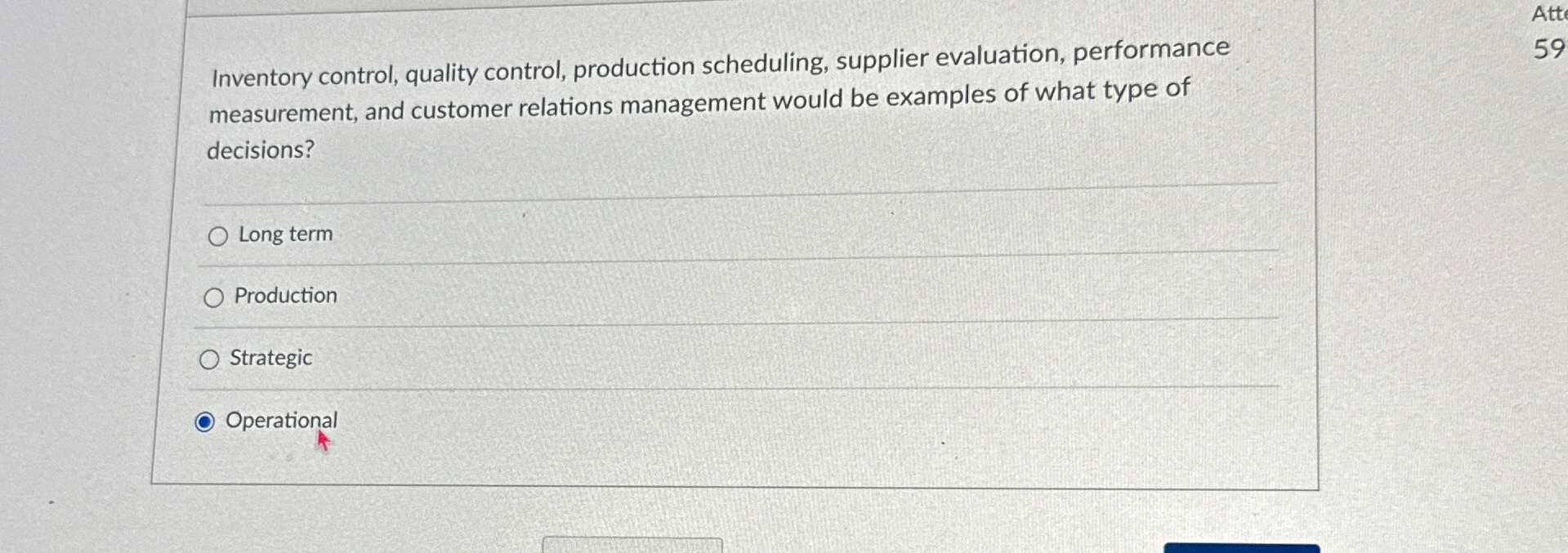 Solved Inventory control, quality control, production | Chegg.com