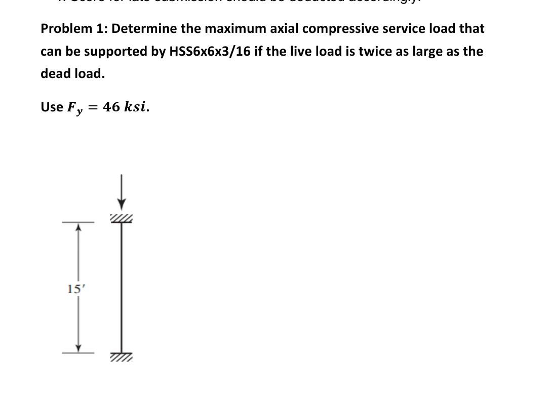 Solved Problem 1: Determine the maximum axial compressive | Chegg.com