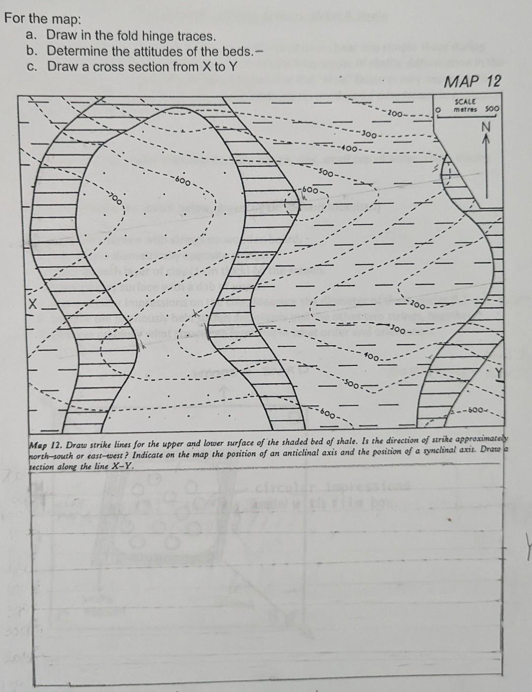 For the map: a. Draw in the fold hinge traces. b. | Chegg.com