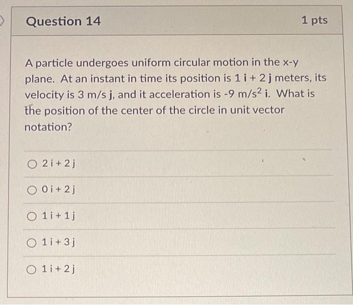 Solved Question 14 1 pts A particle undergoes uniform | Chegg.com
