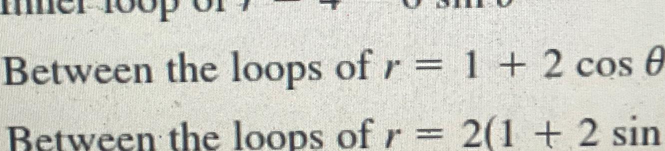 Solved Between the loops of r=1+2cosθ | Chegg.com
