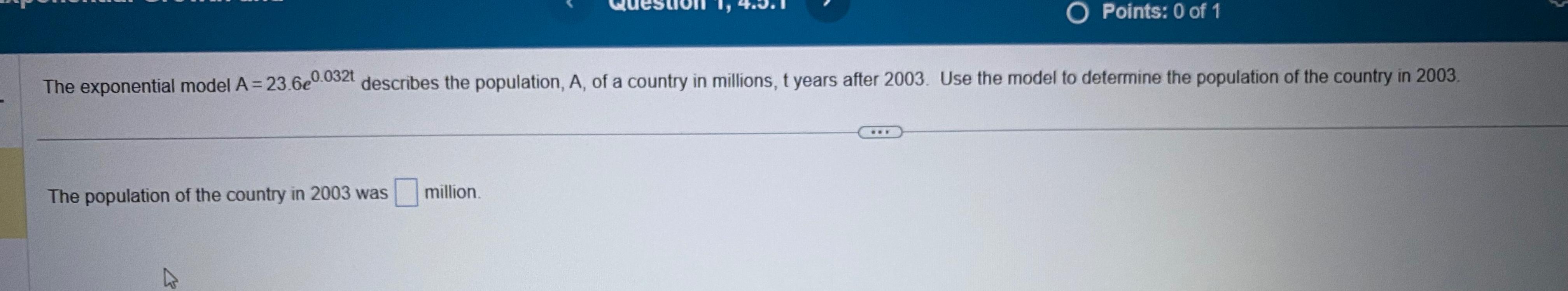 Solved The exponential model A=23.6e0.032t ﻿describes the | Chegg.com