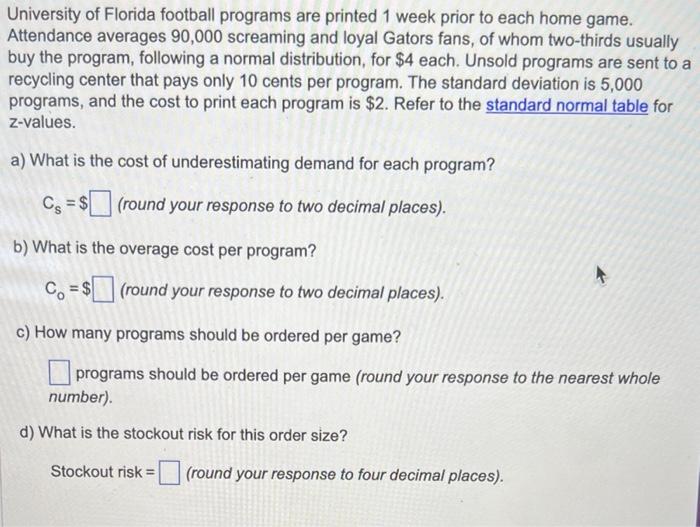 Solved University of Florida football programs are printed 1 | Chegg.com