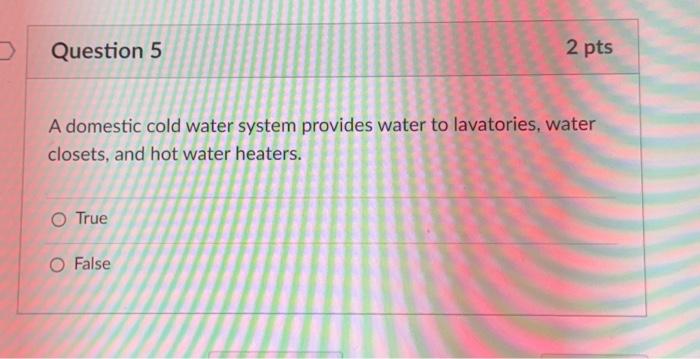 Solved Question 5 A domestic cold water system provides | Chegg.com