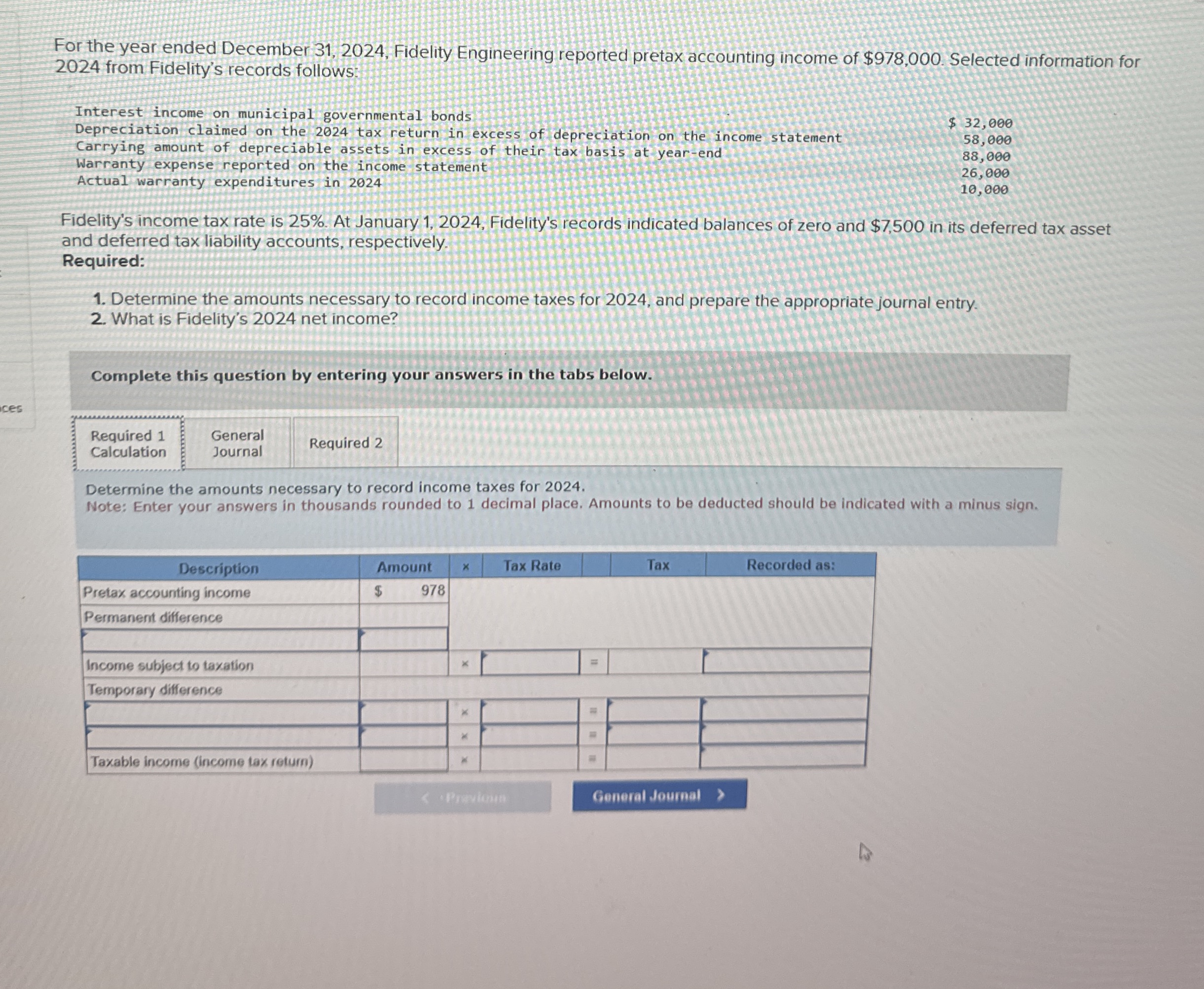 Solved For the year ended December 31, 2024, ﻿Fidelity | Chegg.com