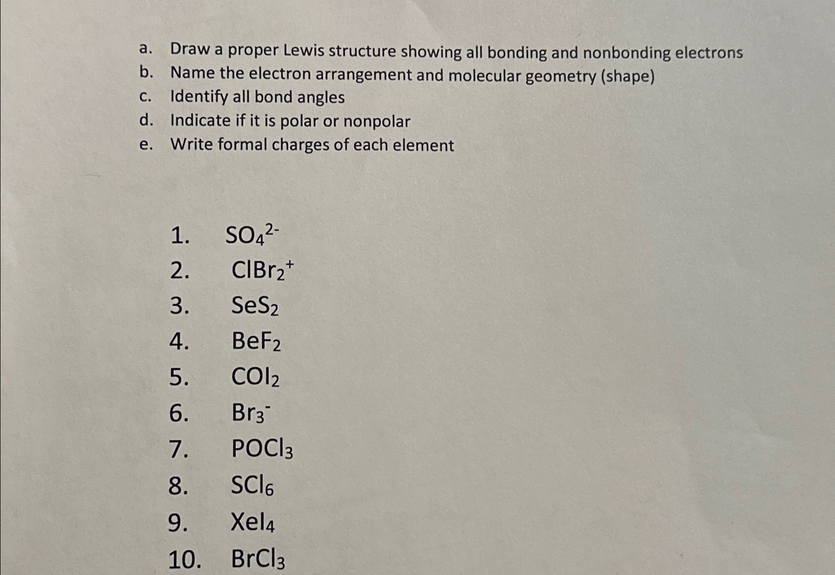 a. ﻿Draw a proper Lewis structure showing all bonding | Chegg.com