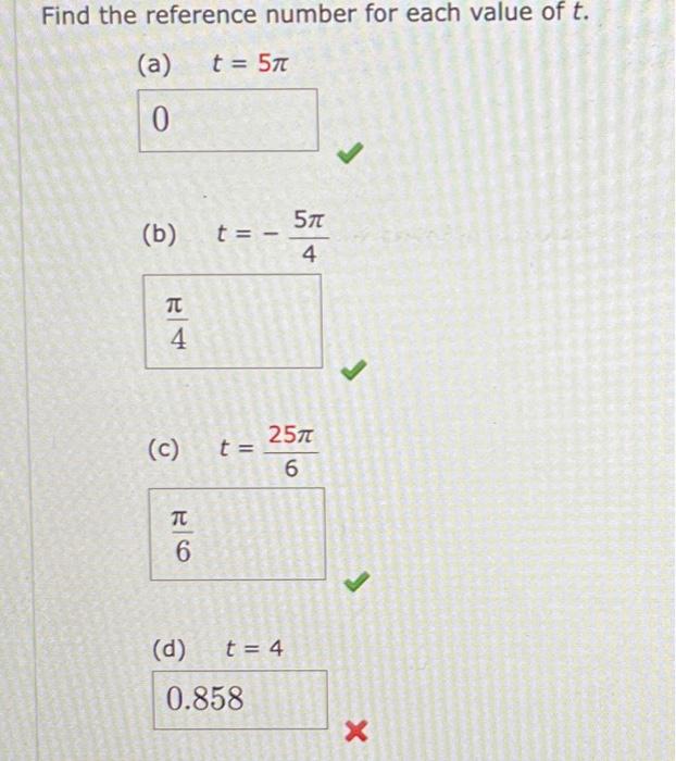 Solved Find the reference number for each value of t. (a) | Chegg.com