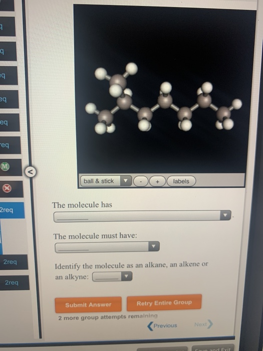Solved q 9 eq eq eq M ball & stick labels 8 The molecule has | Chegg.com