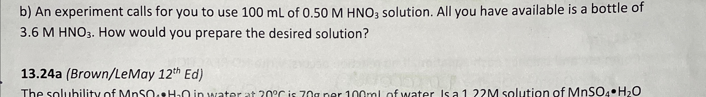 Solved b) ﻿An experiment calls for you to use 100mL ﻿of | Chegg.com