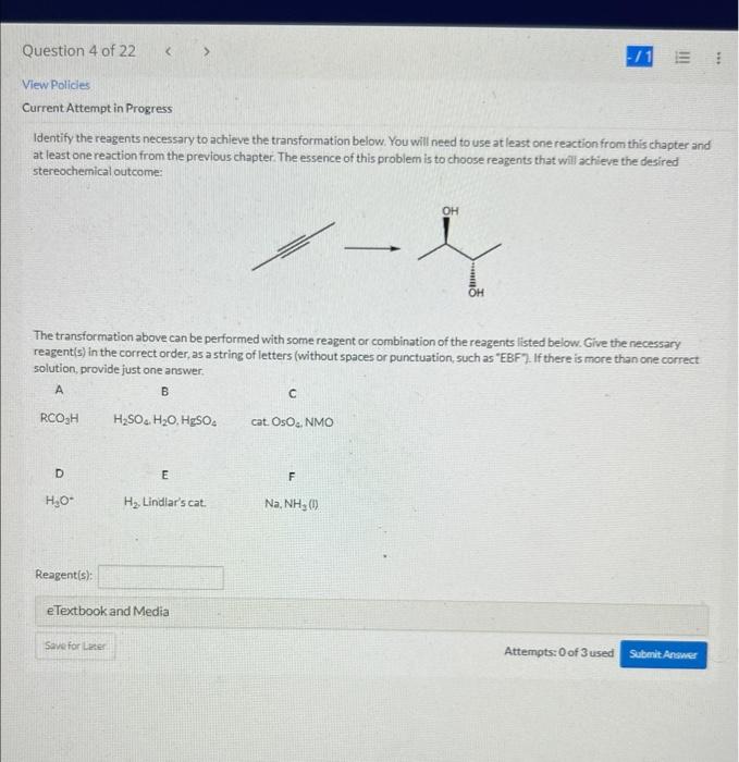 Solved Current Attempt in Progress Identify the reagents | Chegg.com