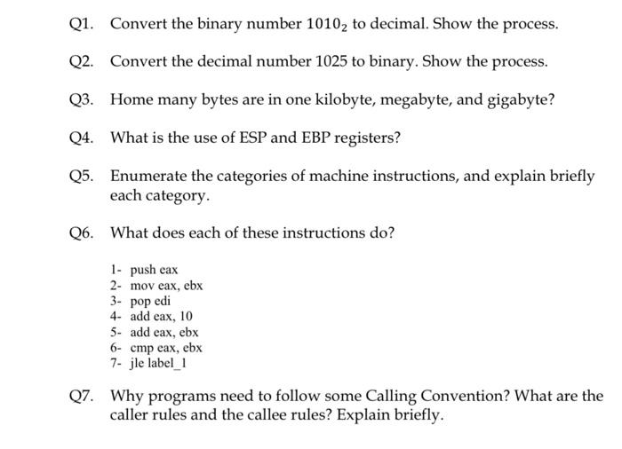 Solved Q1. Convert the binary number 10102 to decimal. Show | Chegg.com