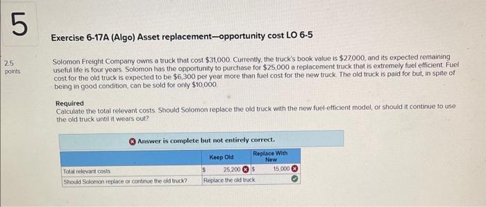 Solved Exercise 6-17A (Algo) Asset replacement-opportunity | Chegg.com