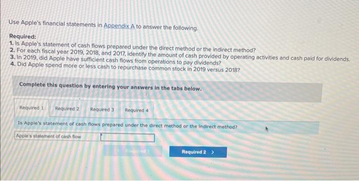 Use Apple's financial statements in Appendix A to | Chegg.com