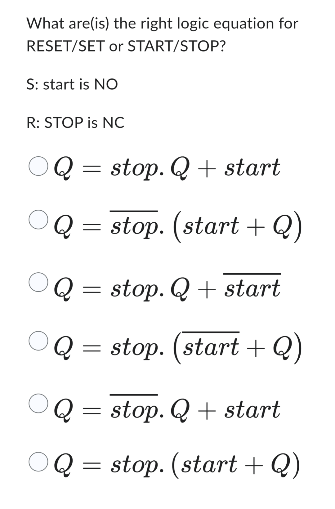 Solved What are(is) ﻿the right logic equation for RESET/SET | Chegg.com
