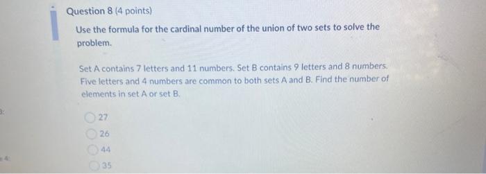 Solved Question 8 (4 points) Use the formula for the | Chegg.com