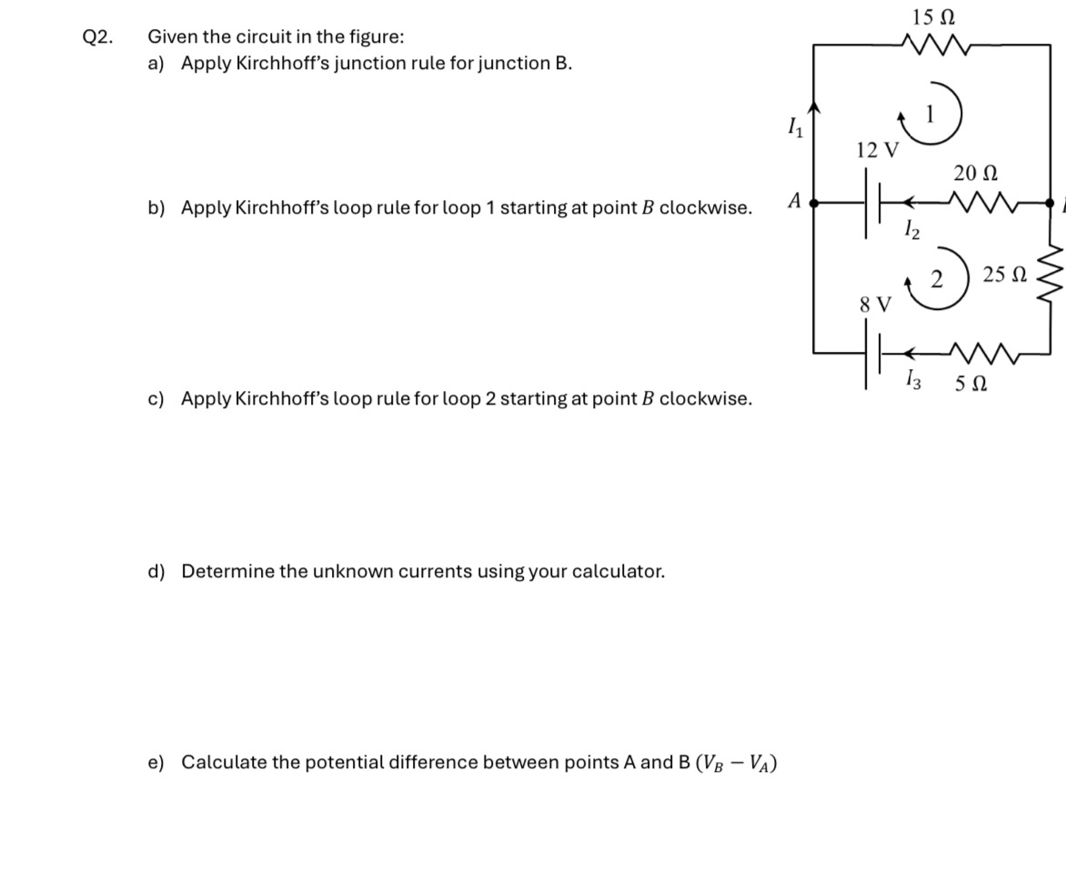 Solved Q2. ﻿Given the circuit in the figure:a) ﻿Apply | Chegg.com