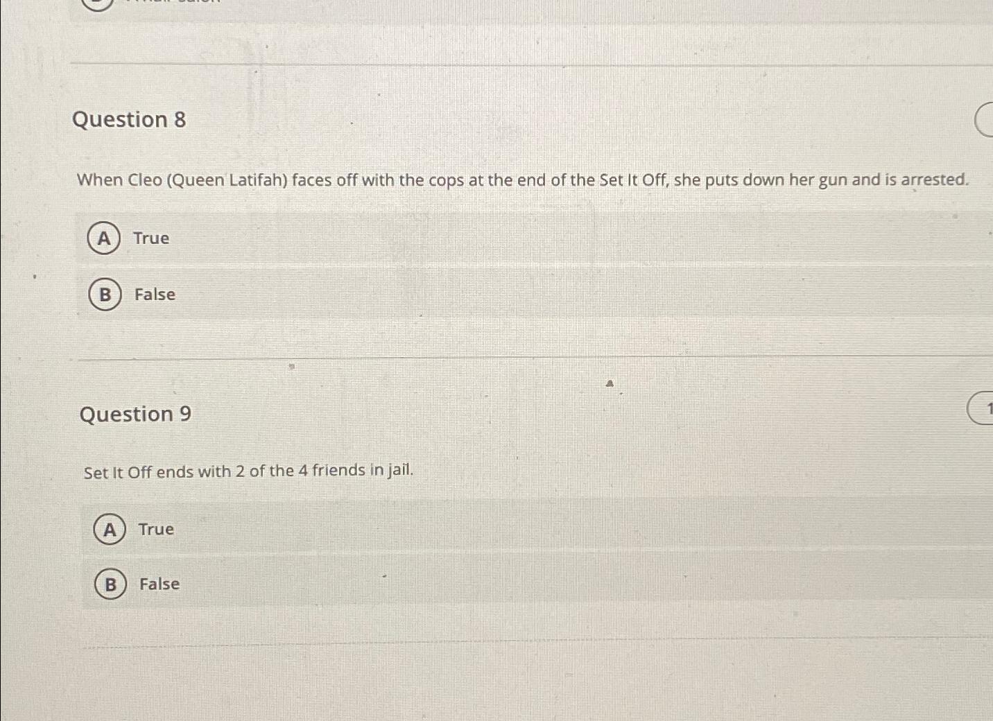 Solved Question 8When Cleo (Queen Latifah) ﻿faces off with | Chegg.com